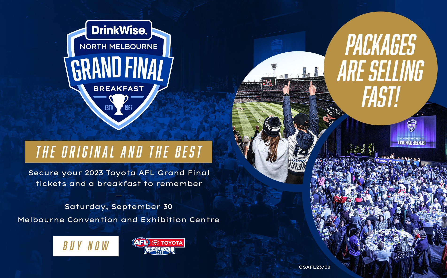 Packages are selling fast for the 2023 DrinkWise Grand Final Breakfast