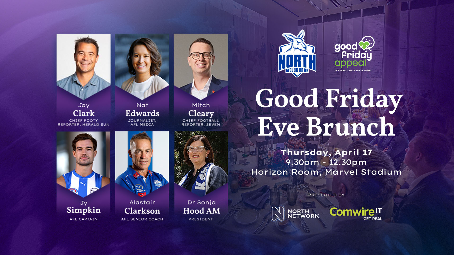 Join Jay Clark, Nat Edwards and Mitch Cleary at the Good Friday Eve Brunch