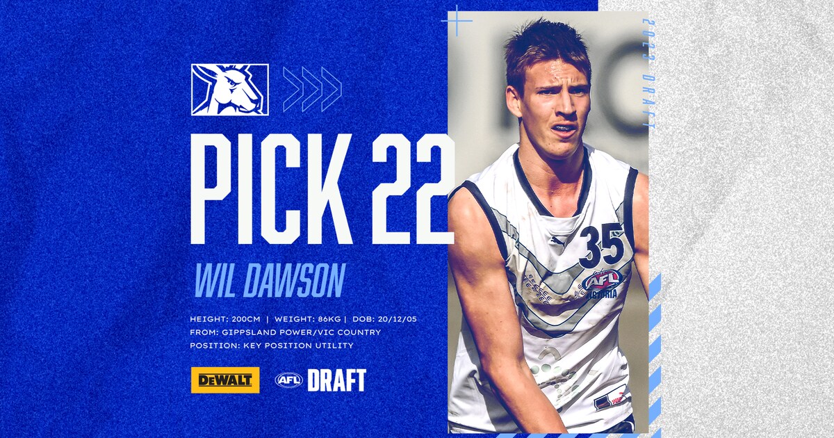 Key defender Wil Dawson joins North Melbourne with pick No.22