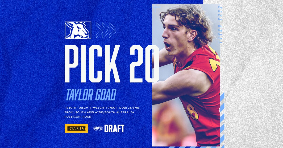 Kangaroos take towering ruck Taylor Goad at pick No.20